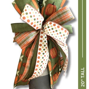 Fall Pumpkin Bow for Porch Decor, Pumpkin Wreath Bow, Harvest Pumpkin ...