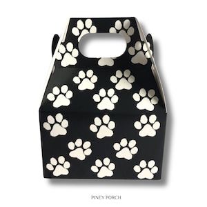 10 Paw Prints Favor Boxes, Puppy Party Decorations, Black and White Dog ...