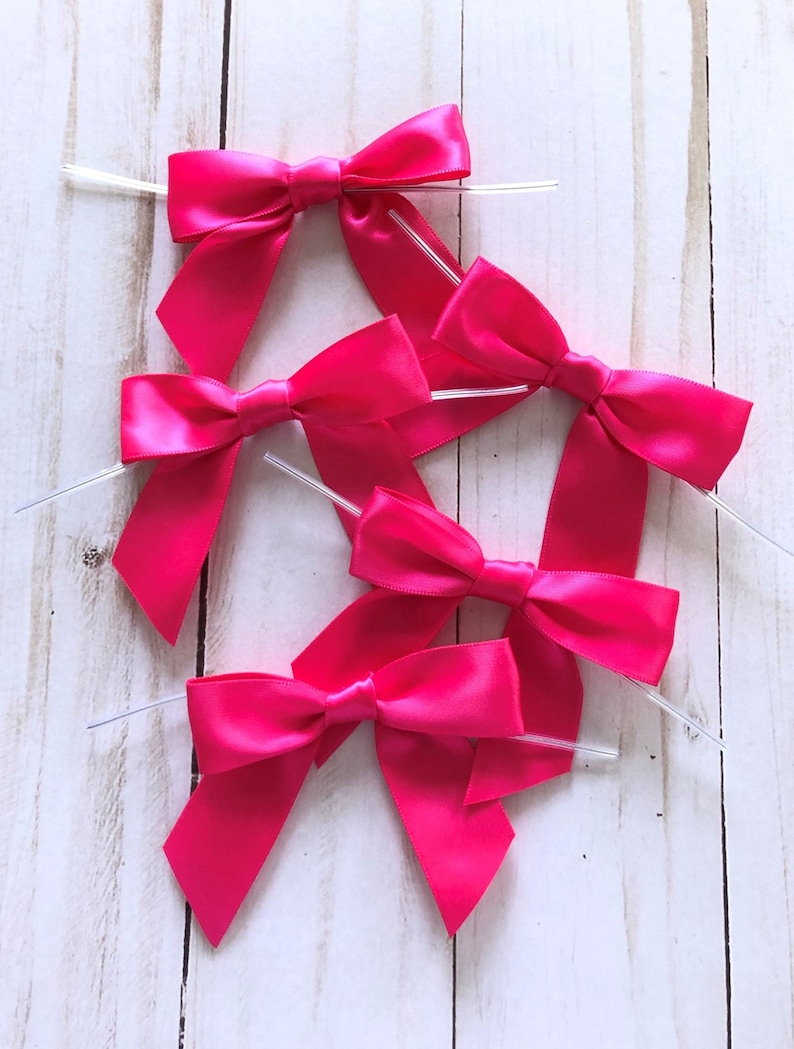 20 Hot Pink Satin Bows, Favor Box Bow, Spring Party Decorations ...