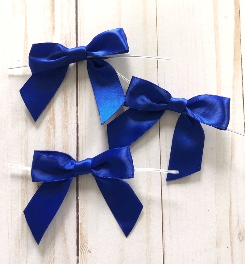 20 Blue Satin Bows, Party Favor Bow, Party Decor, Accent Bows, Favor ...