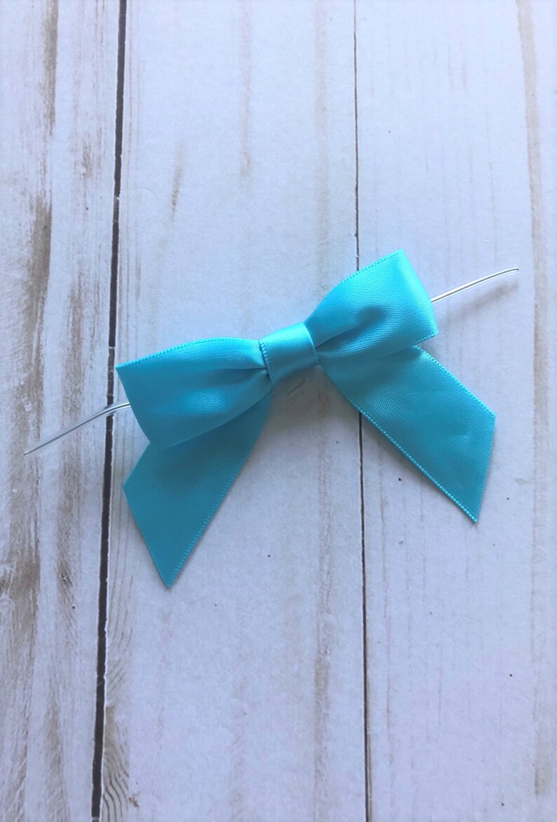 20 Turquoise Satin Bows Bow for Party Favor Boxes Gift Bag | Etsy