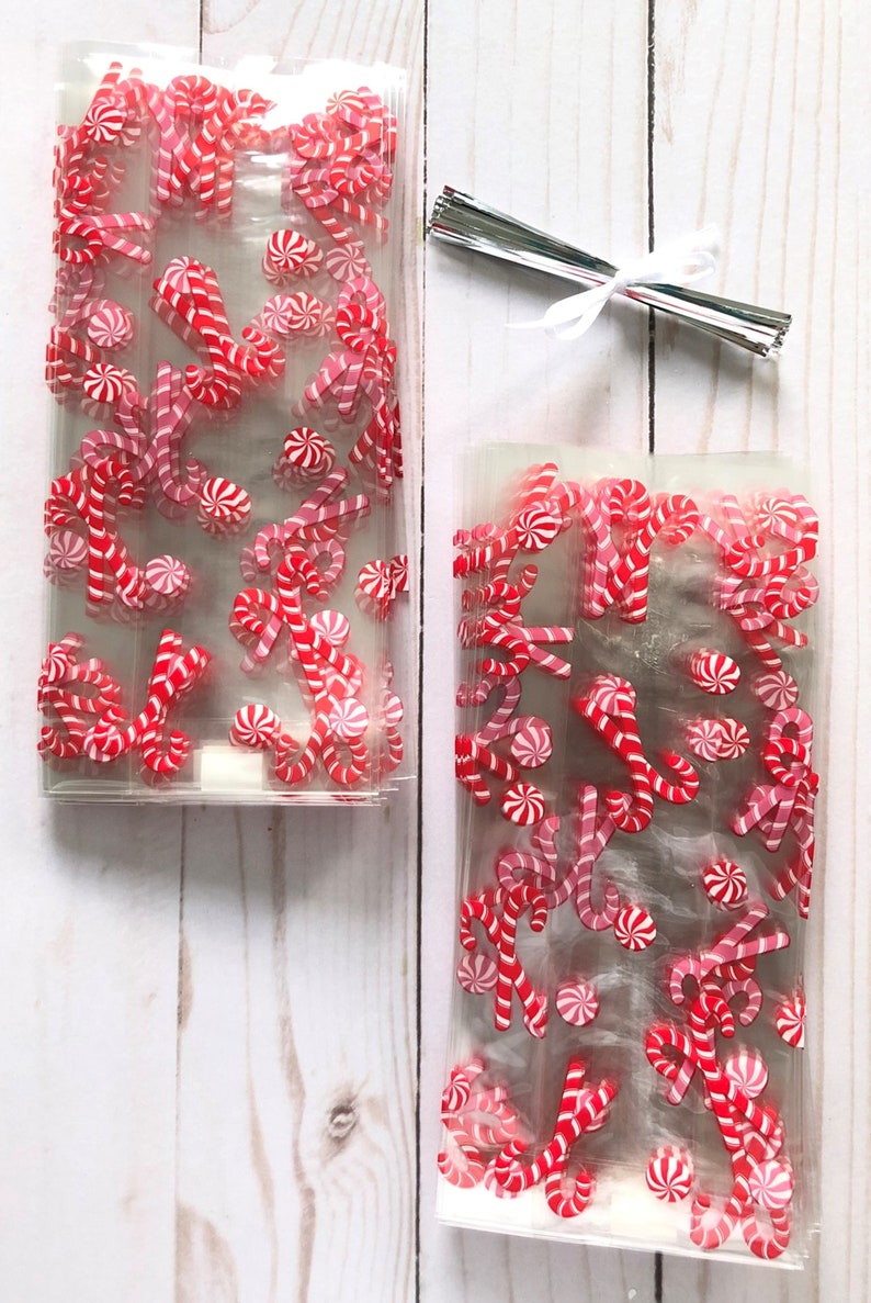 20 Candy Cane and Peppermint Christmas Party Favor Bag Red - Etsy