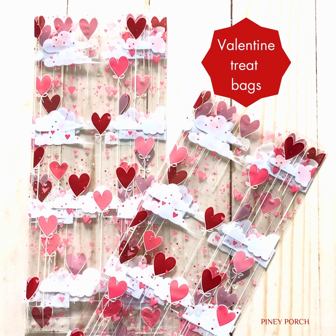 20 MEDIUM Valentine Party Favor Bags, Classroom Valentine Favor, Red ...