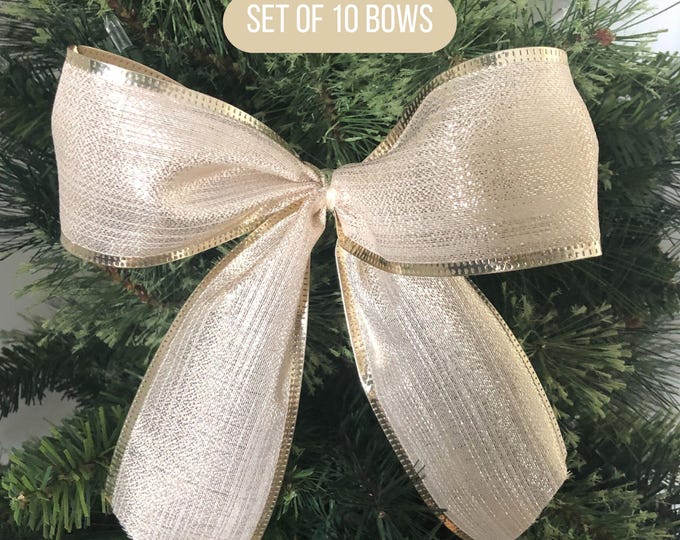 10 Gold Christmas Tree Bows, Gold Tree Decorations, Gold Bows for ...