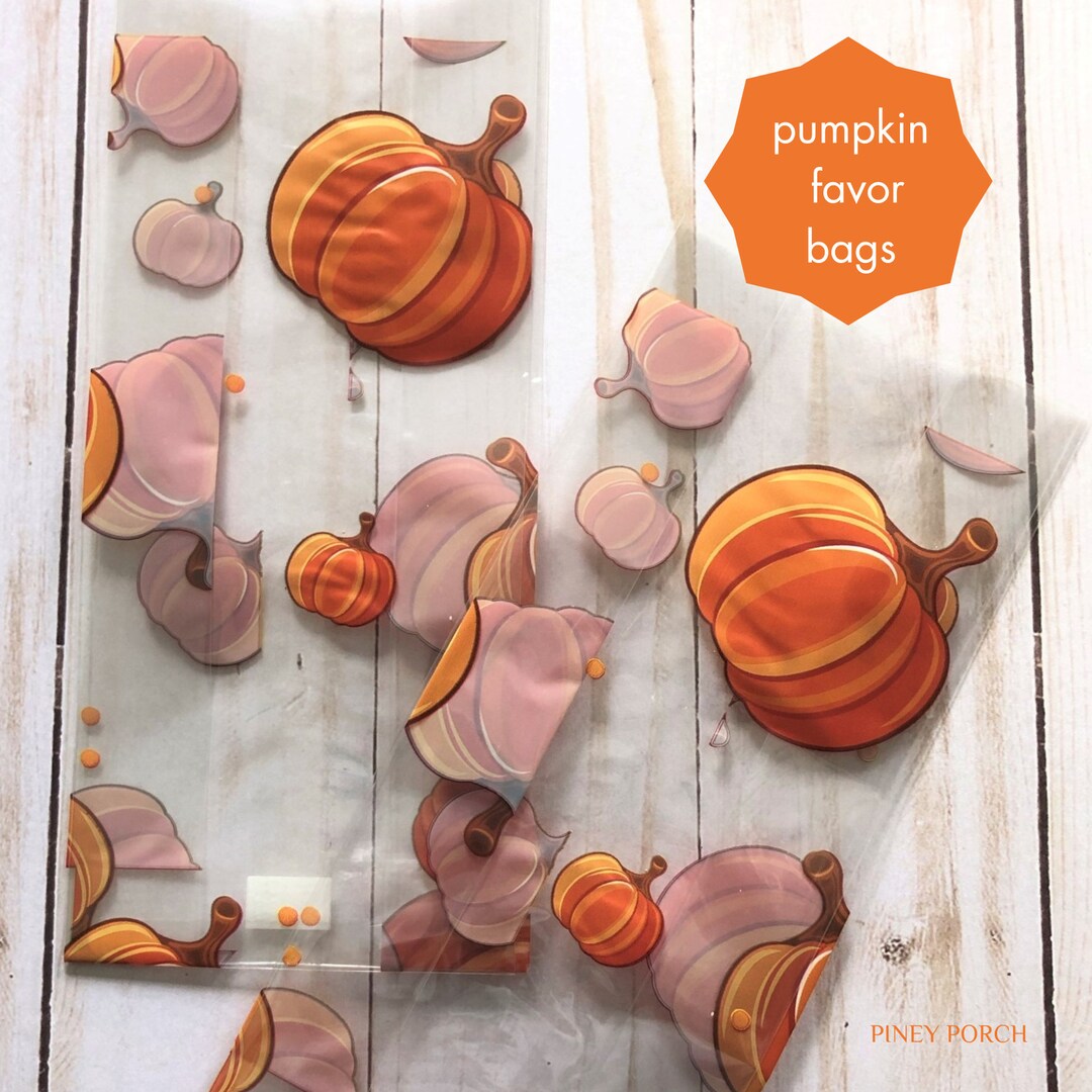 20 Pumpkin Party Favor Bags, Autumn Party Decorations, Pumpkin Treat ...