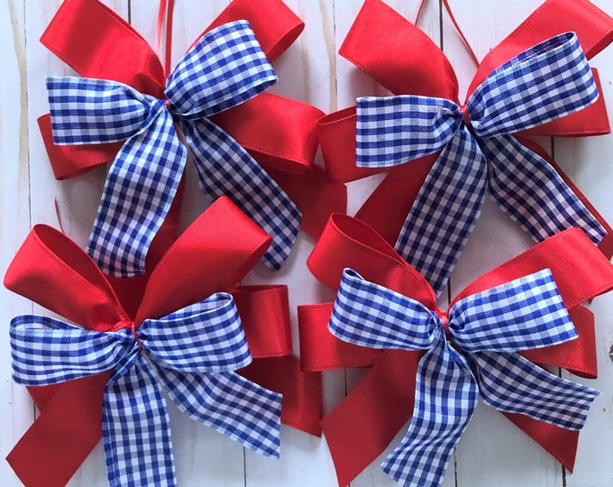 4 Small Patriotic Bows, Fourth of July Bows, DIY Patriotic Party ...