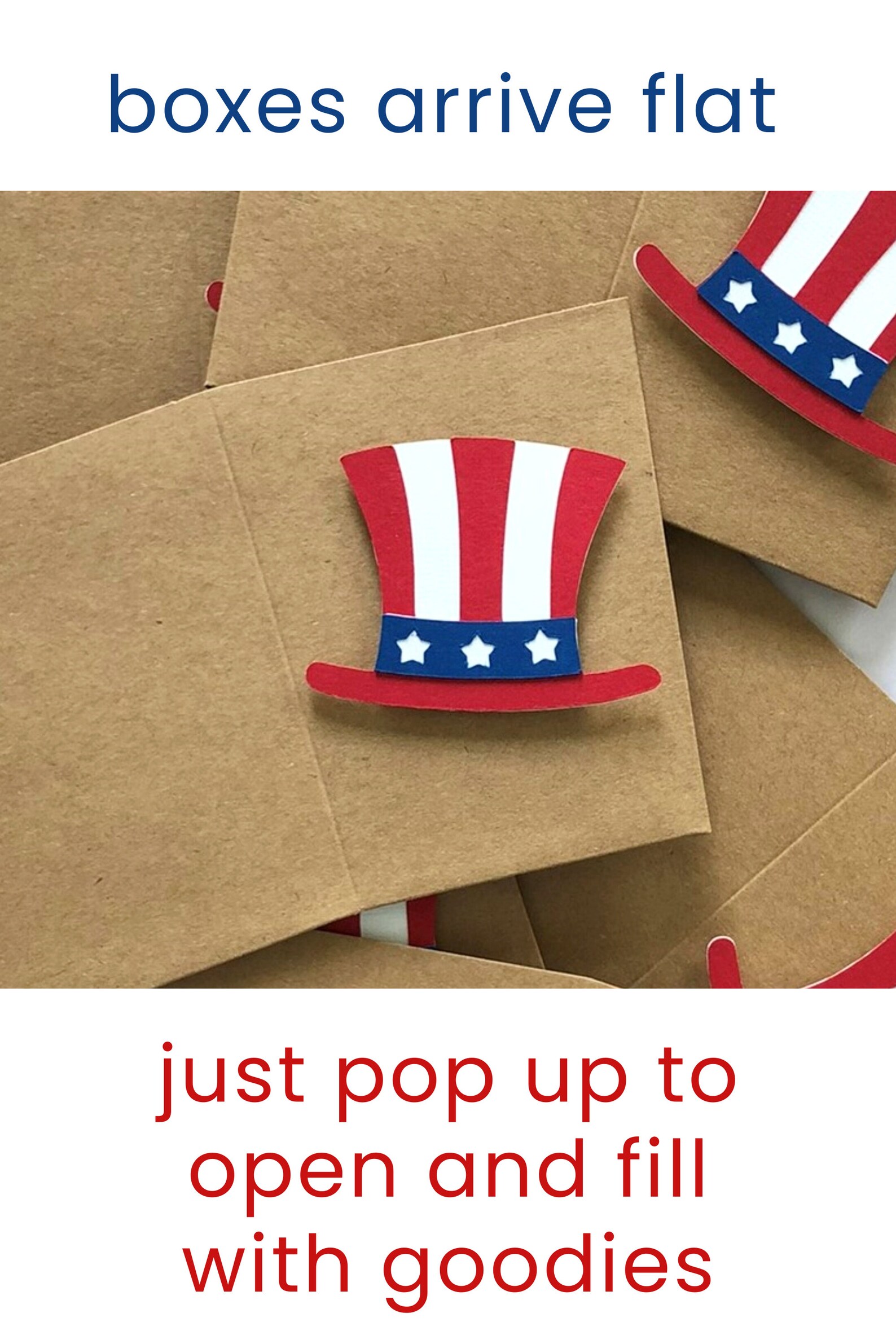 10 Uncle Sam Hat Favor Boxes, Patriotic Red White and Blue Party Favor ...