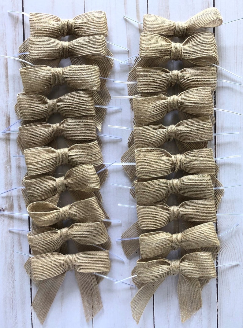 20 Small Jute Bows Rustic Wedding Decor Party Favor Bow - Etsy