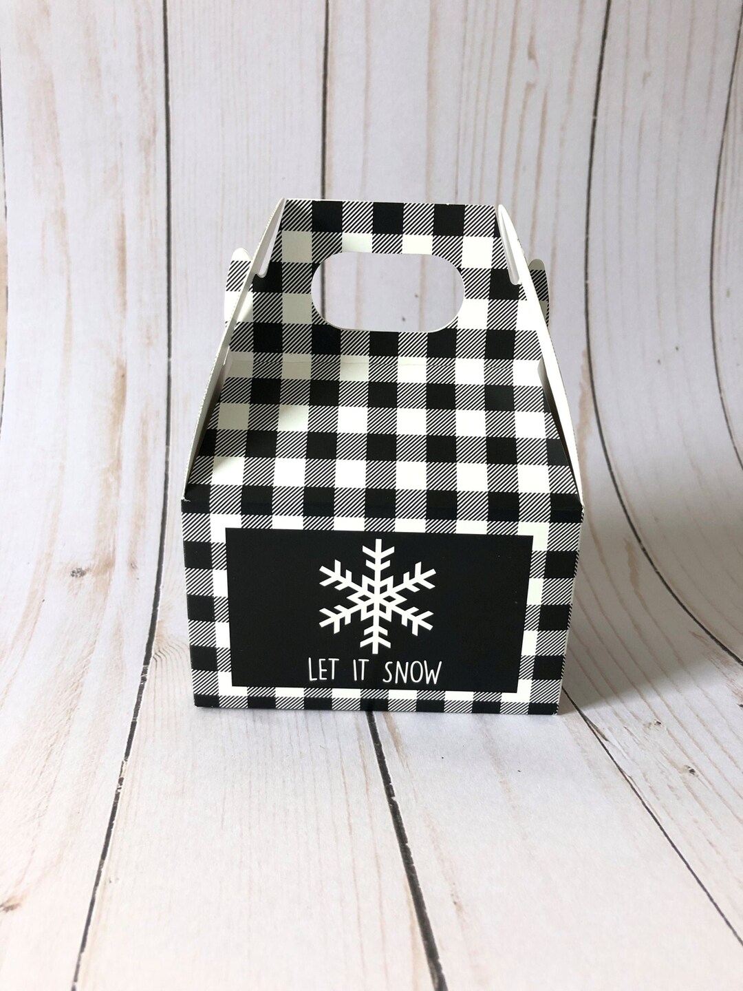 10 Buffalo Plaid Favor Boxes Let It Snow Gable Boxes Black - Etsy