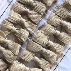 20 Small Jute Bows Rustic Wedding Decor Party Favor Bow - Etsy