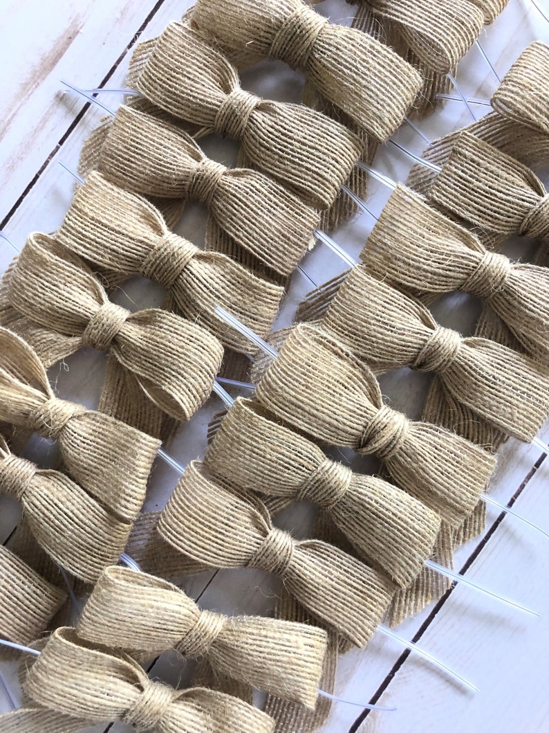 20 Small Jute Bows Rustic Wedding Decor Party Favor Bow - Etsy
