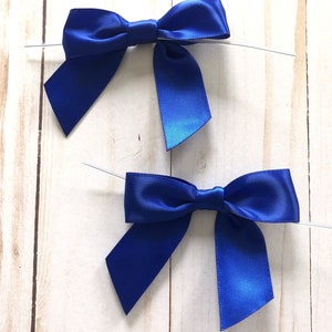20 Blue Satin Bows, Party Favor Bow, Party Decor, Accent Bows, Favor ...