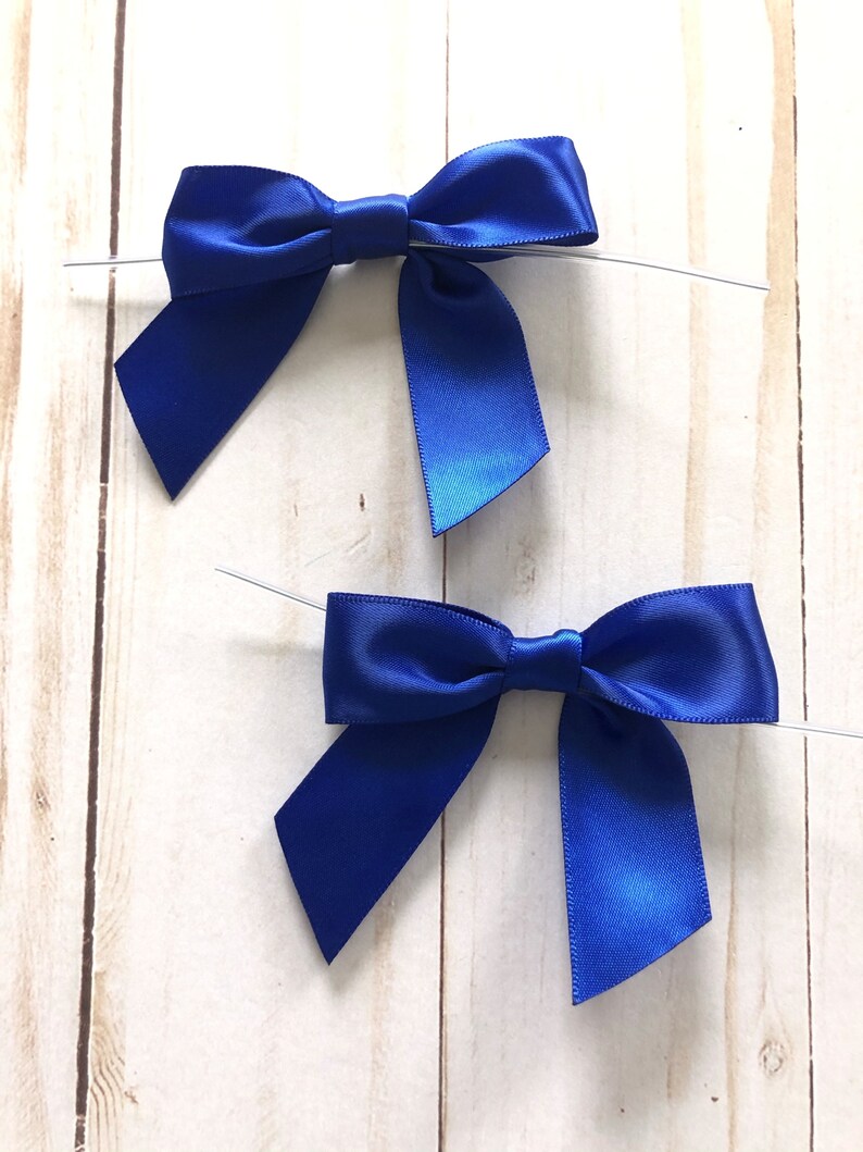 20 Blue Satin Bows, Party Favor Bow, Party Decor, Accent Bows, Favor ...