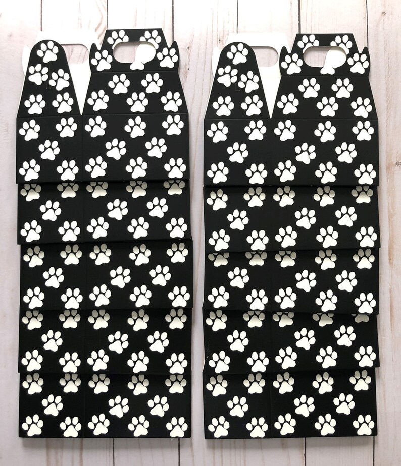 10 Paw Prints Favor Boxes Puppy Party Decorations Black and - Etsy