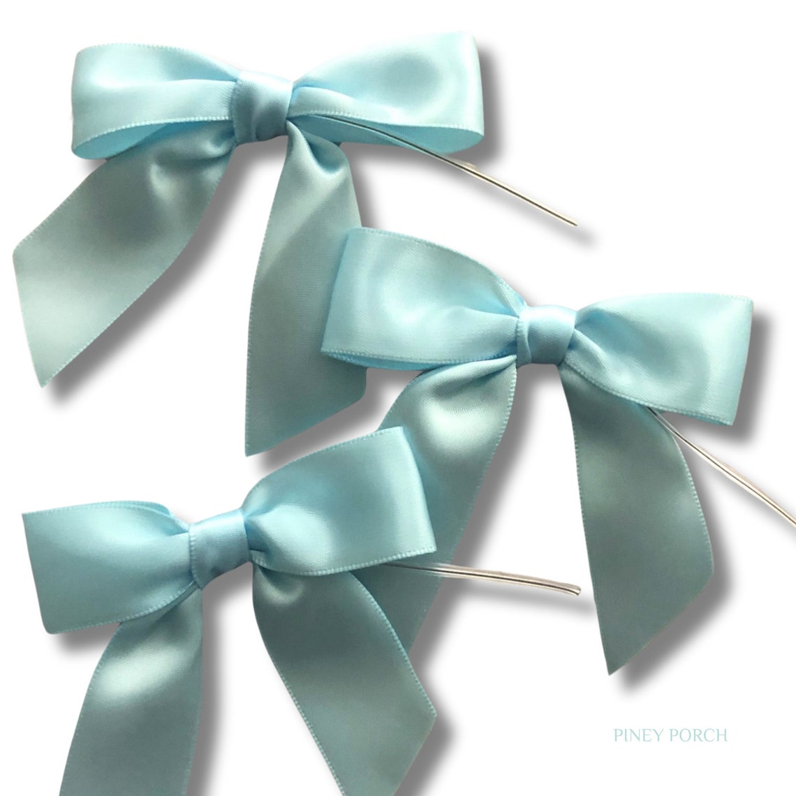 20 Baby Blue Satin Bows, Party Favor Bow, Party Decor, Accent Bow ...