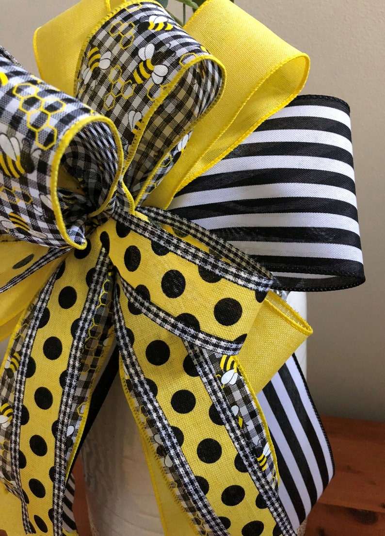 Bee Wreath Bow Bumble Bee Decor Bee Lantern Bow Summer Home - Etsy