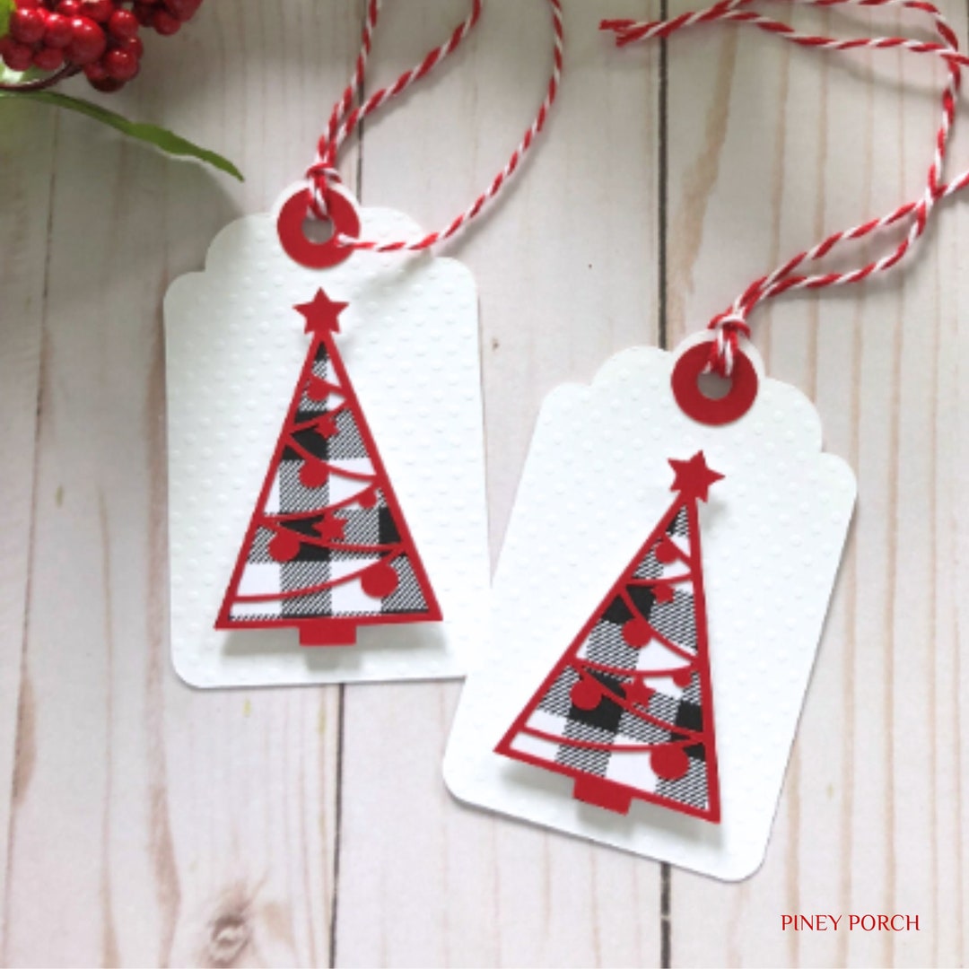 12 Buffalo Check Christmas Gift Tags, Buffalo Plaid Christmas Tree Tags ...