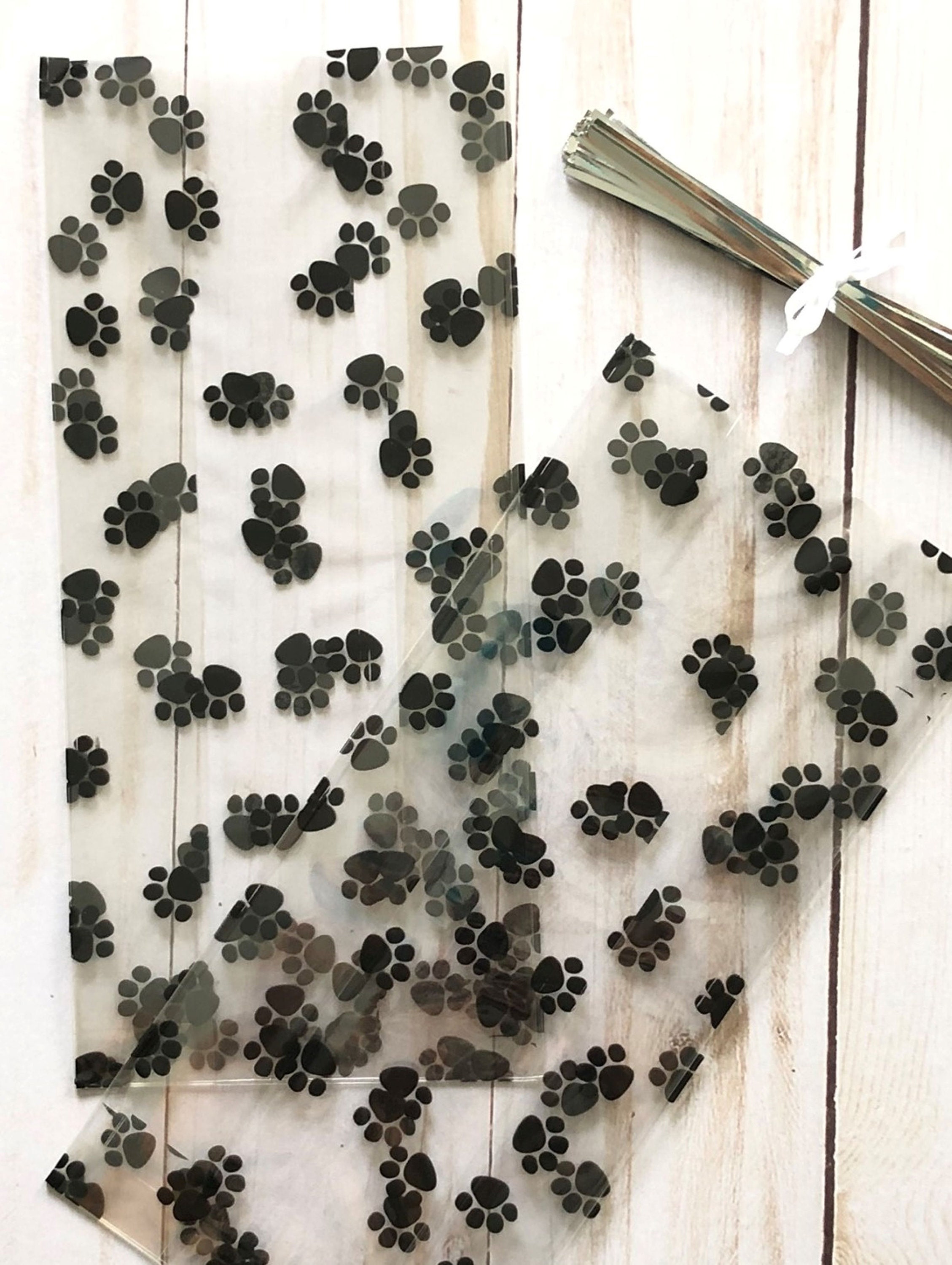 20 Black Paw Print Treat Bags Dog Cellophane Goodie Bags | Etsy