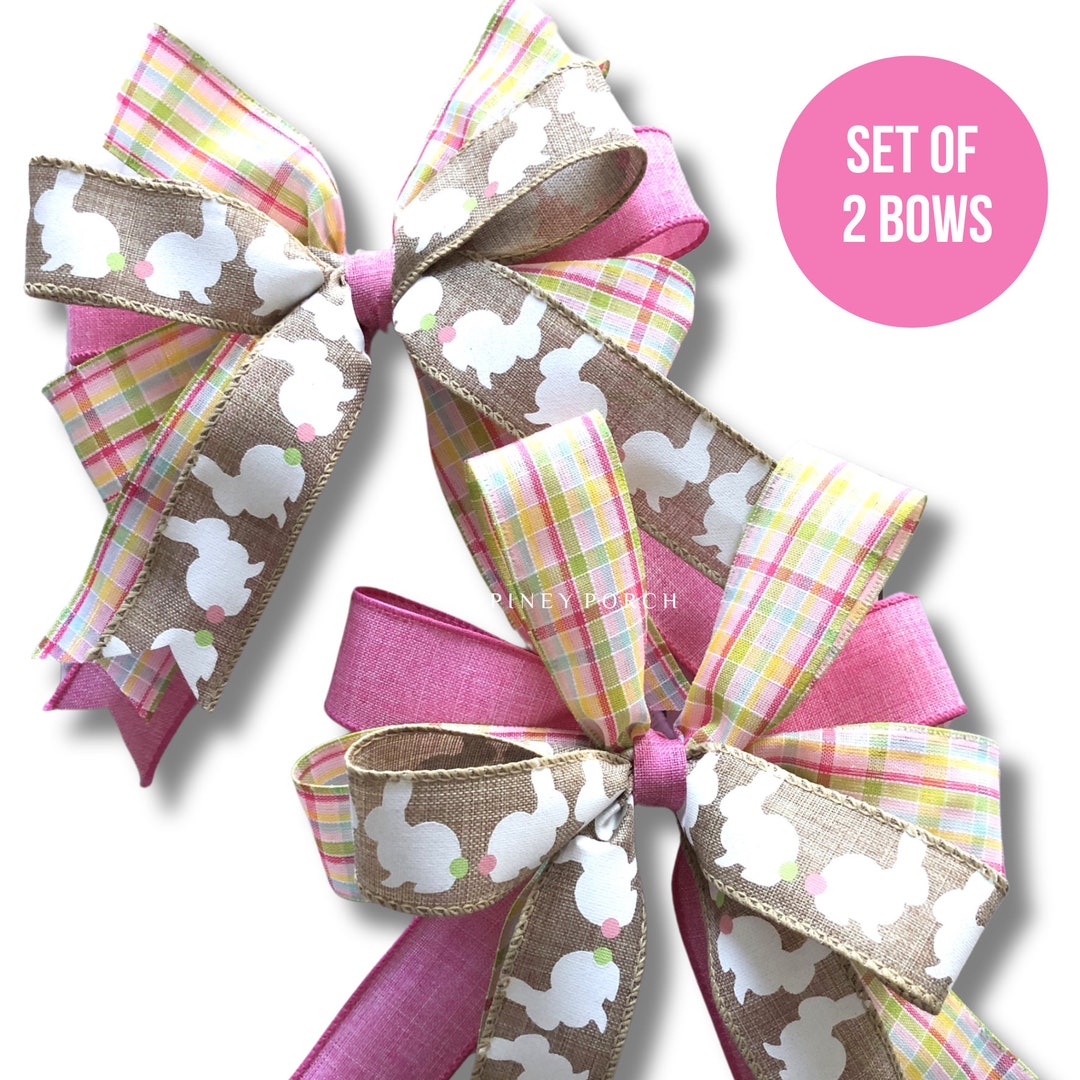 Spring Bunny Bow Set, Small Accent Bows for Spring Home Decor, Small ...