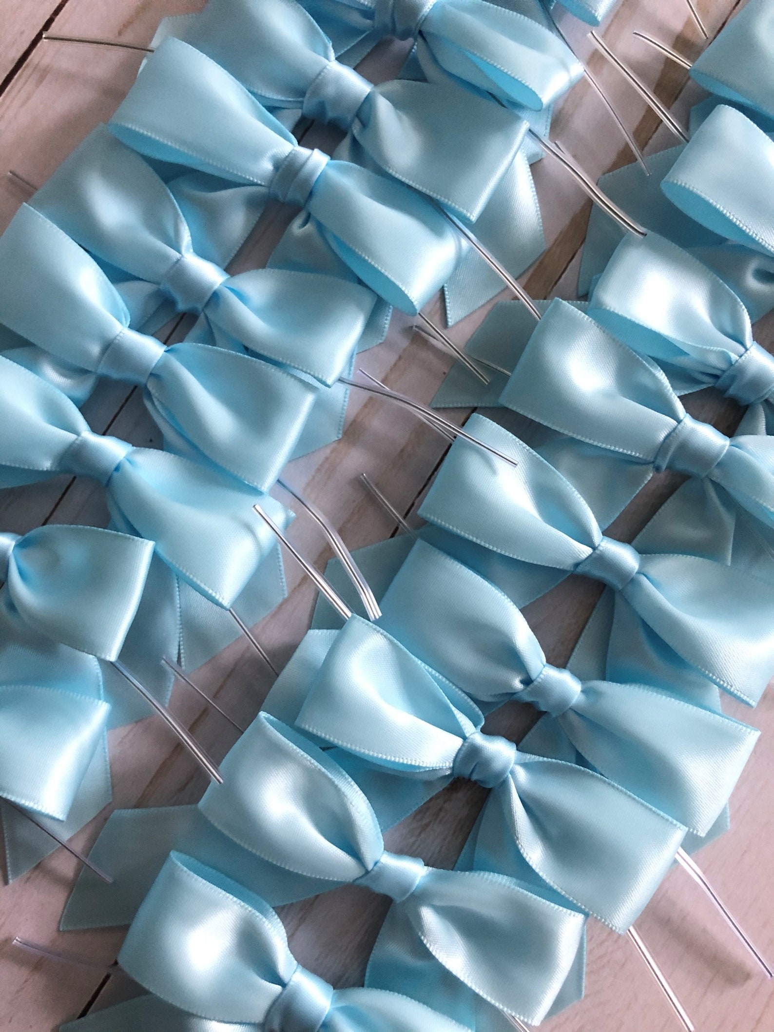 20 Baby Blue Satin Bows, Party Favor Bow, Party Decor, Accent Bow ...