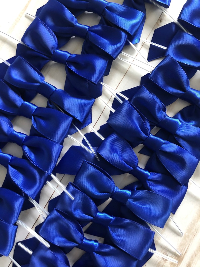 20 Blue Satin Bows Party Favor Bow Party Decor Accent Bows | Etsy
