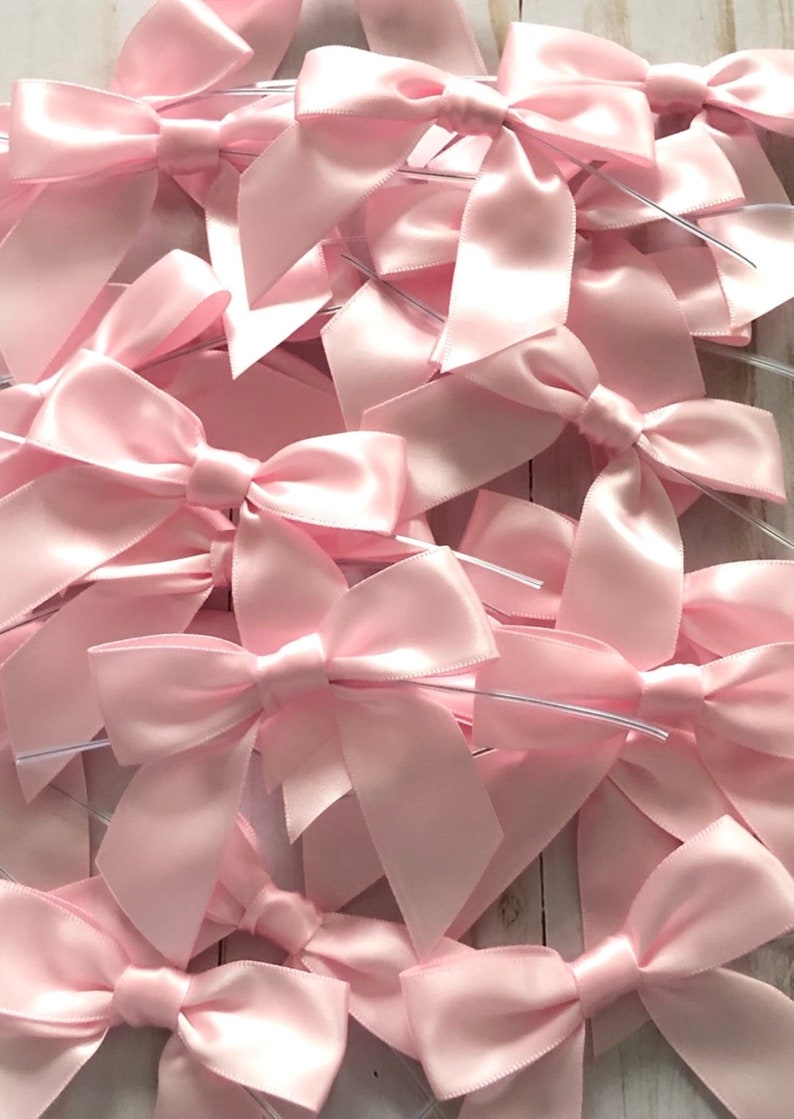 20 Light Pink Satin Bows Party Favor Bow Baby Shower Bows - Etsy