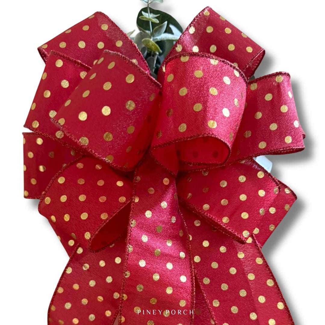 Red and Gold Christmas Bow, Lantern Bow, Gold and Red Holiday Home ...