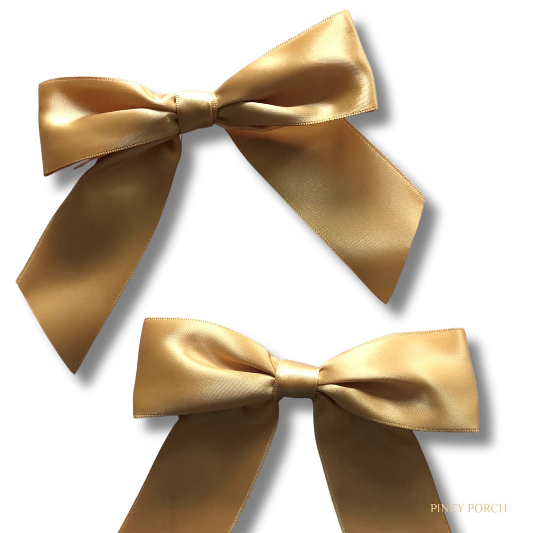 10 LARGE Gold Satin Bows, Party Favor Bow, Gift Bag Bow, Special Event ...