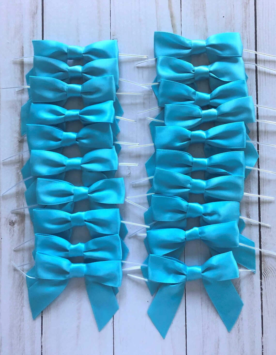 20 Turquoise Satin Bows Bow for Party Favor Boxes Gift Bag | Etsy