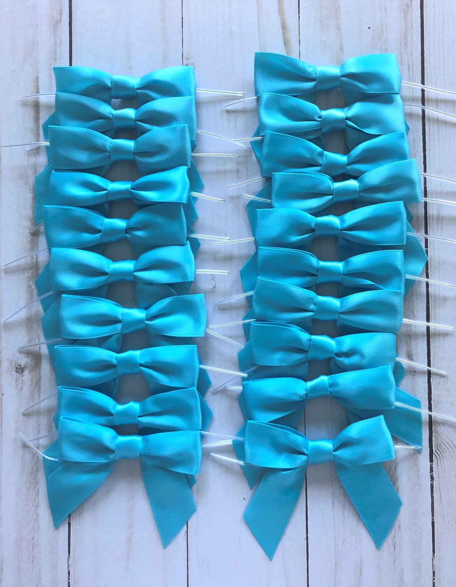 20 Turquoise Satin Bows Bow for Party Favor Boxes Gift Bag | Etsy