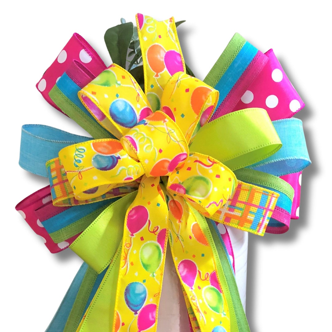 Happy Birthday Balloon Bow, Birthday Party Decor, Celebration Wreath ...