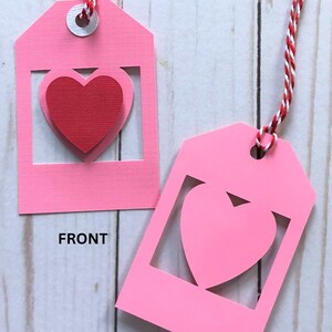 12 Handmade Valentine's Day Gift Tags, Pink and Red Valentine Heart ...