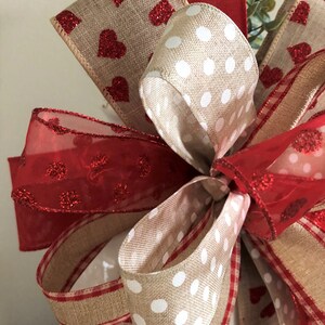 Valentine's Day Bow, Red Heart Valentine Wreath Bow, Valentine Lantern ...