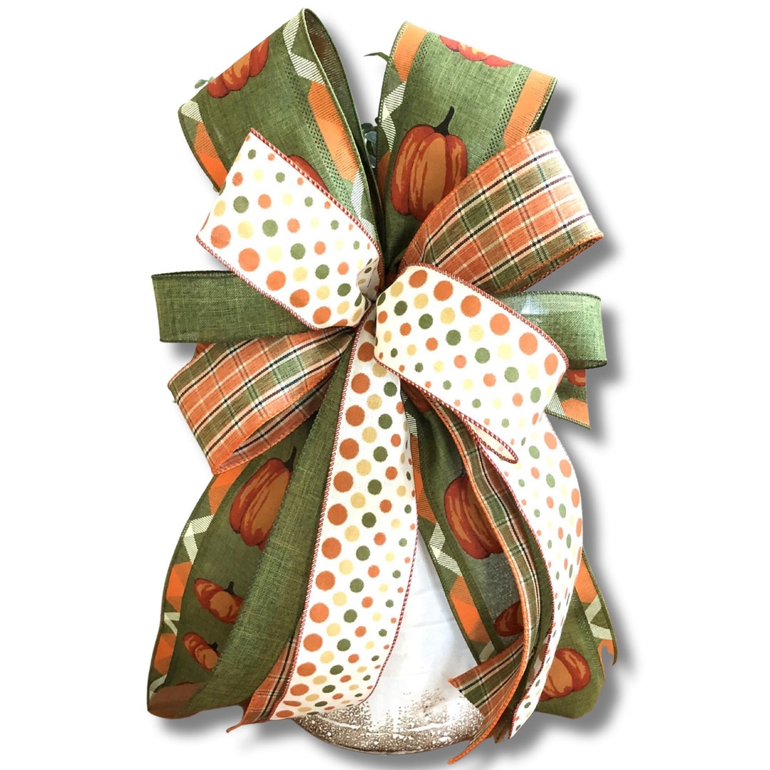Fall Pumpkin Bow for Porch Decor, Pumpkin Wreath Bow, Harvest Pumpkin ...