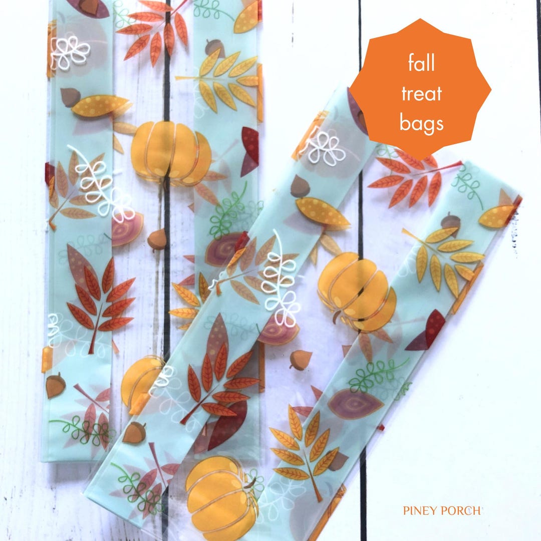 20 Fall Party Favor Bags, Autumn Party Decorations, Pumpkin Treat Bags ...