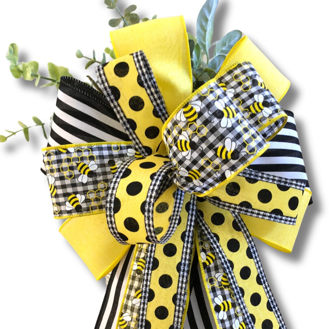 Bee Wreath Bow, Bumble Bee Decor, Bee Lantern Bow, Summer Home Decor ...