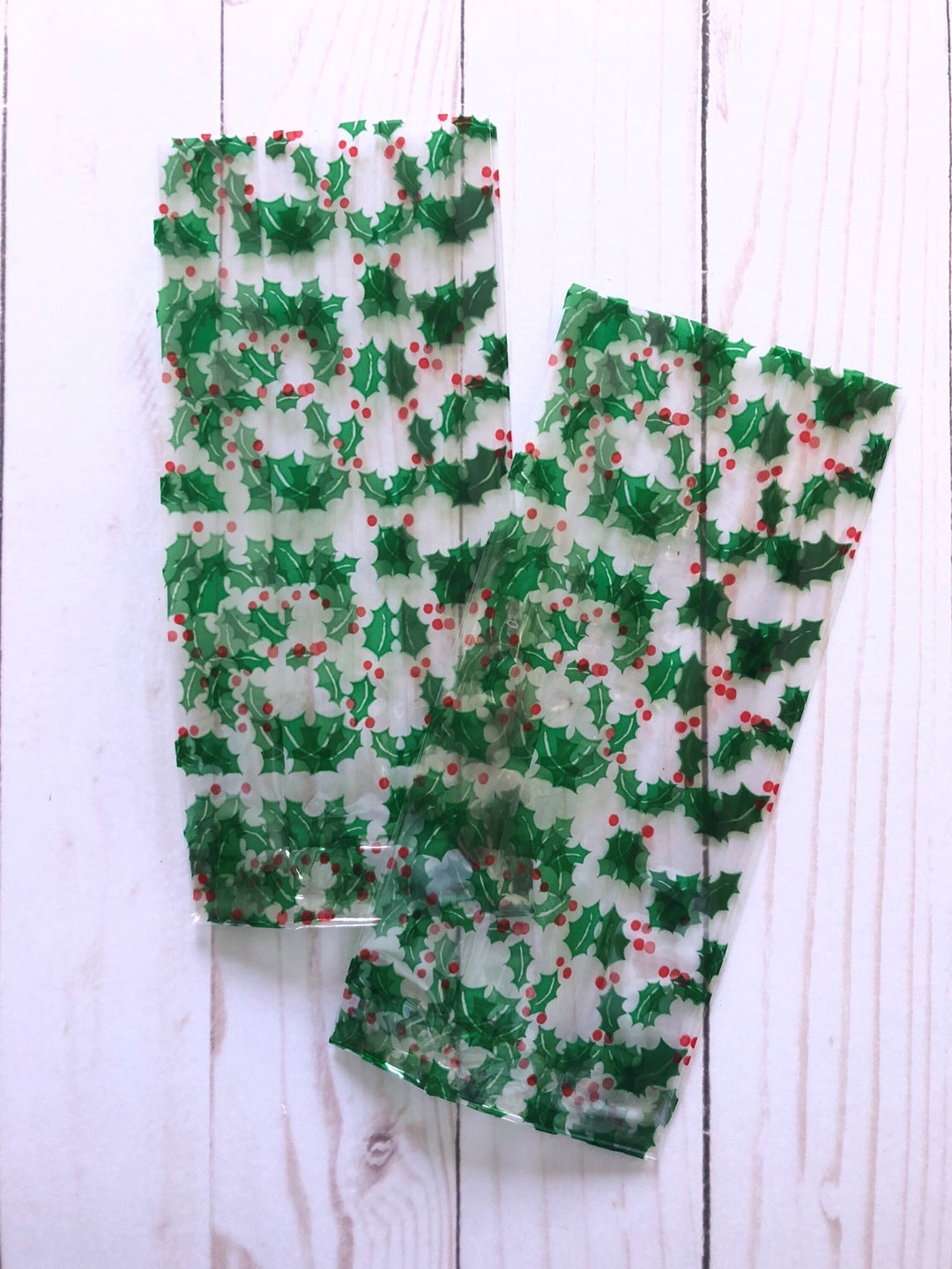 20 SMALL Holly Berry Favor Bags, Christmas Party Favor, Candy Treat Bag ...