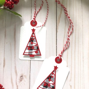 12 Buffalo Check Christmas Gift Tags, Buffalo Plaid Christmas Tree Tags ...