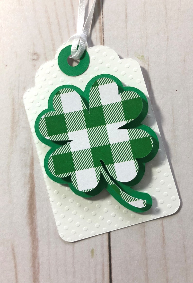 12 Shamrock Gift Tags, Buffalo Check St. Patrick's Day Gift Tags, Lucky ...