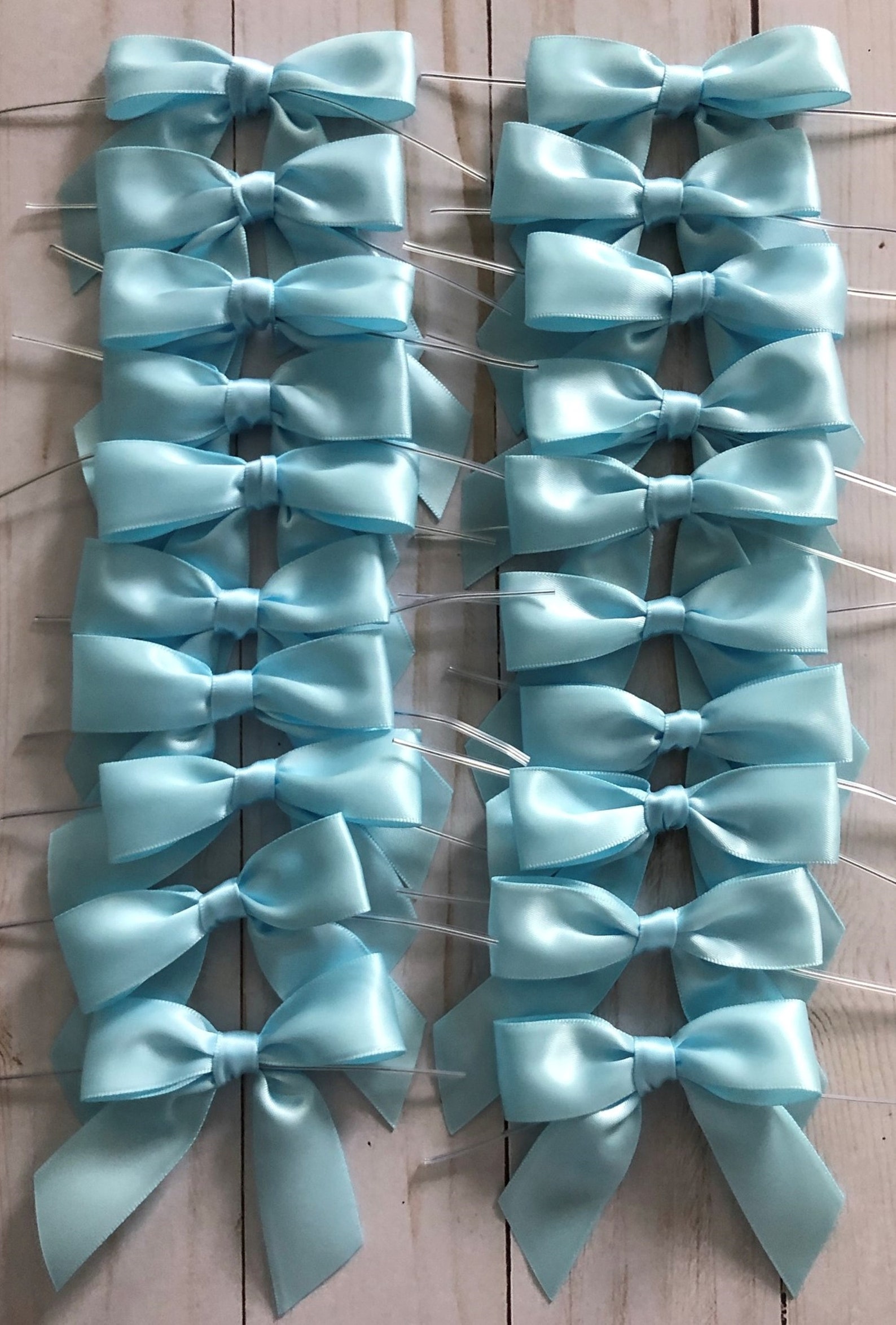 20 Baby Blue Satin Bows, Party Favor Bow, Party Decor, Accent Bow ...