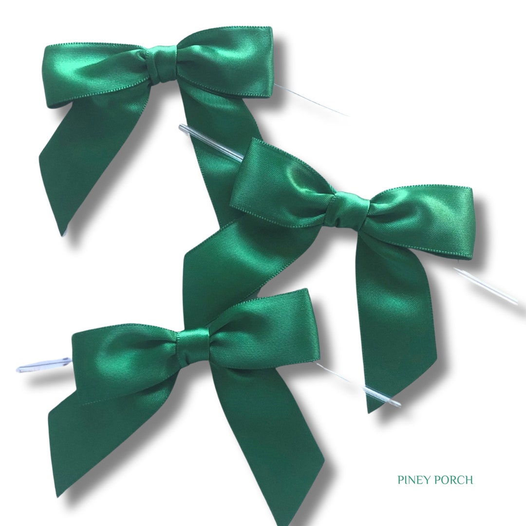 20 Dark Green Satin Bows, Favor Box Bow, Party Decor, Dark Green ...