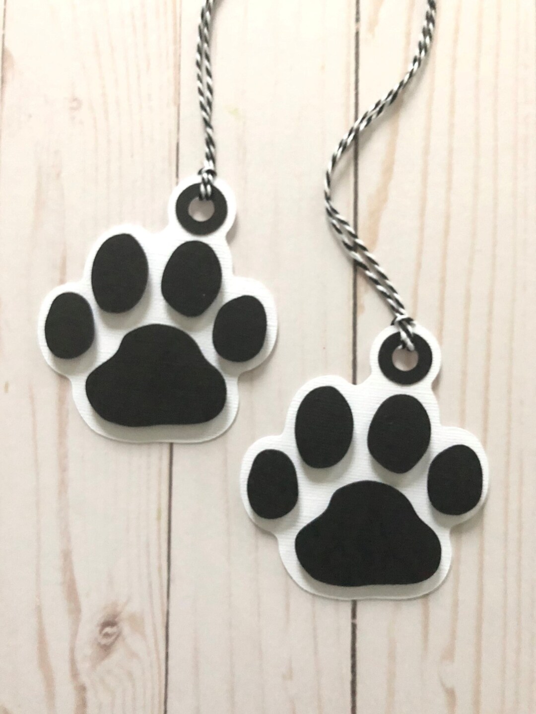 12 Black Paw Print Gift Tags, Animal Paw Print Tag, Animal Lover Gift ...
