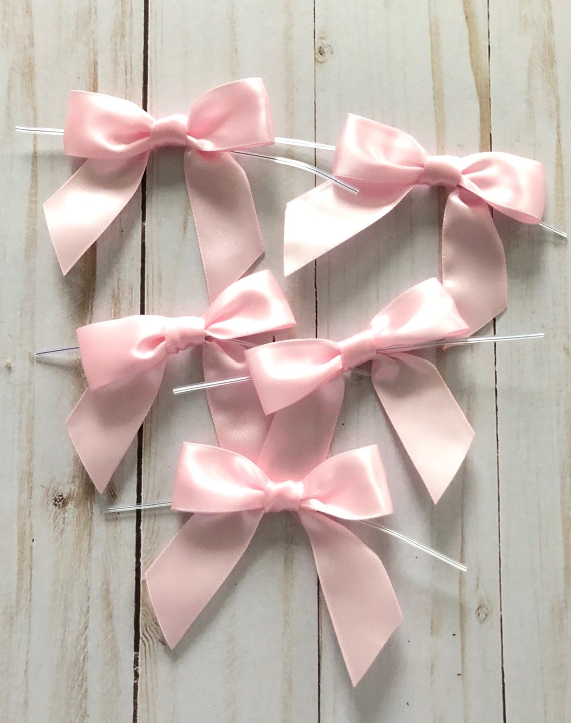 20 Light Pink Satin Bows Party Favor Bow Baby Shower Bows | Etsy