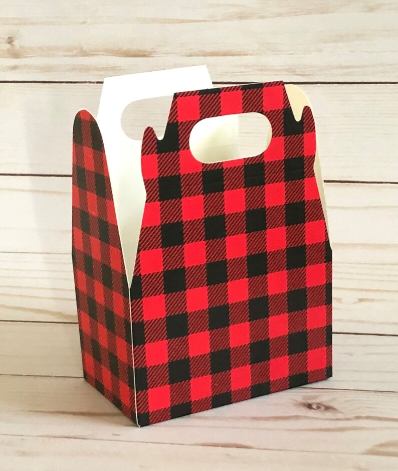 10 Red and Black Buffalo Plaid Party Favor Boxes Small | Etsy