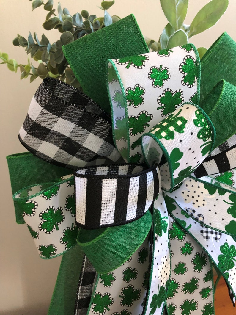 St. Patricks Day Bow, St Patricks Lantern Bow, Front Door Decor ...