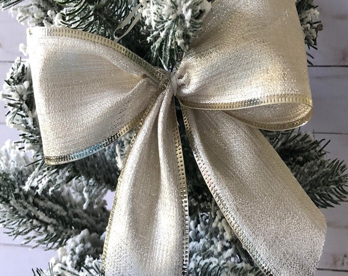 10 Gold Christmas Tree Bows, Gold Tree Decorations, Gold Bows for Christmas Decorating, Small ...
