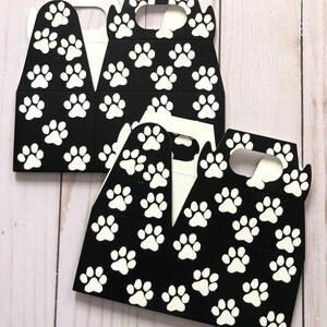 10 Paw Prints Favor Boxes, Puppy Party Decorations, Black and White Dog ...