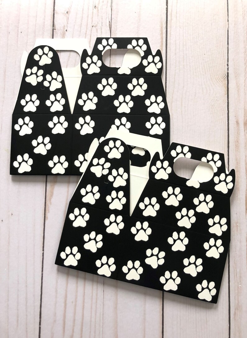 10 Paw Prints Favor Boxes Puppy Party Decorations Black and - Etsy
