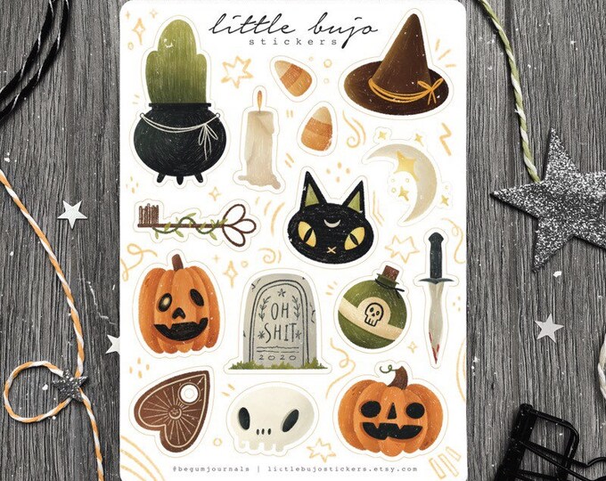 Halloween Sticker Sheet Cute Planner Stickers Witch Bullet - Etsy