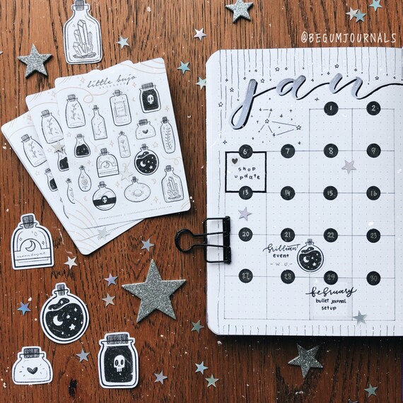 Laptop Spooky Bullet Journal Sticker cute Witch Graveyard Brew Sticker ...